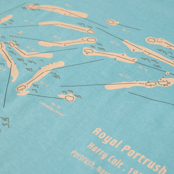 Fried Egg Golf Royal Portrush Routing Map T-Shirt - Seaglass