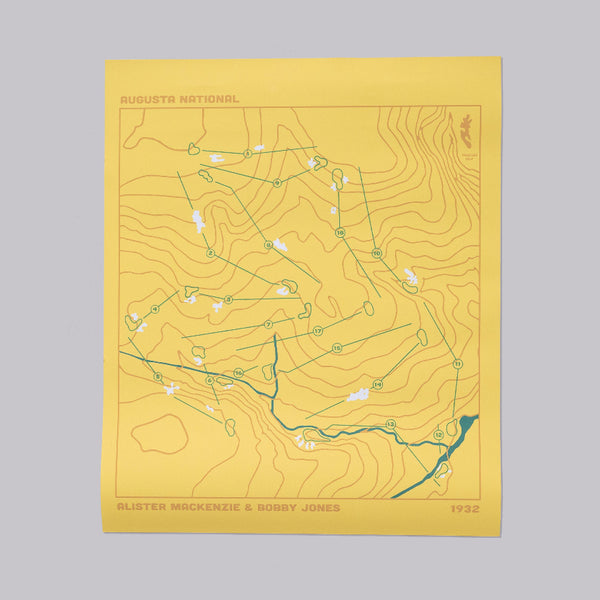 Augusta National Topo Map Poster - Fried Egg Golf