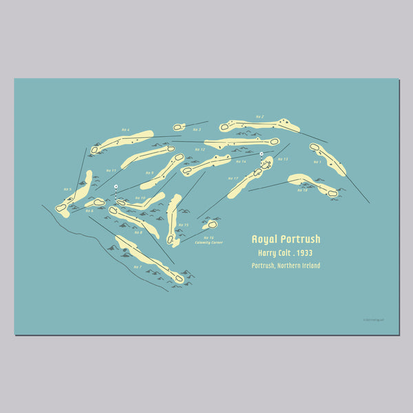Royal Portrush Routing Map Poster - Fried Egg Golf
